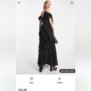 ASOS | Dresses | New Asos Ruffle Lace Maxi In Black | Poshmark